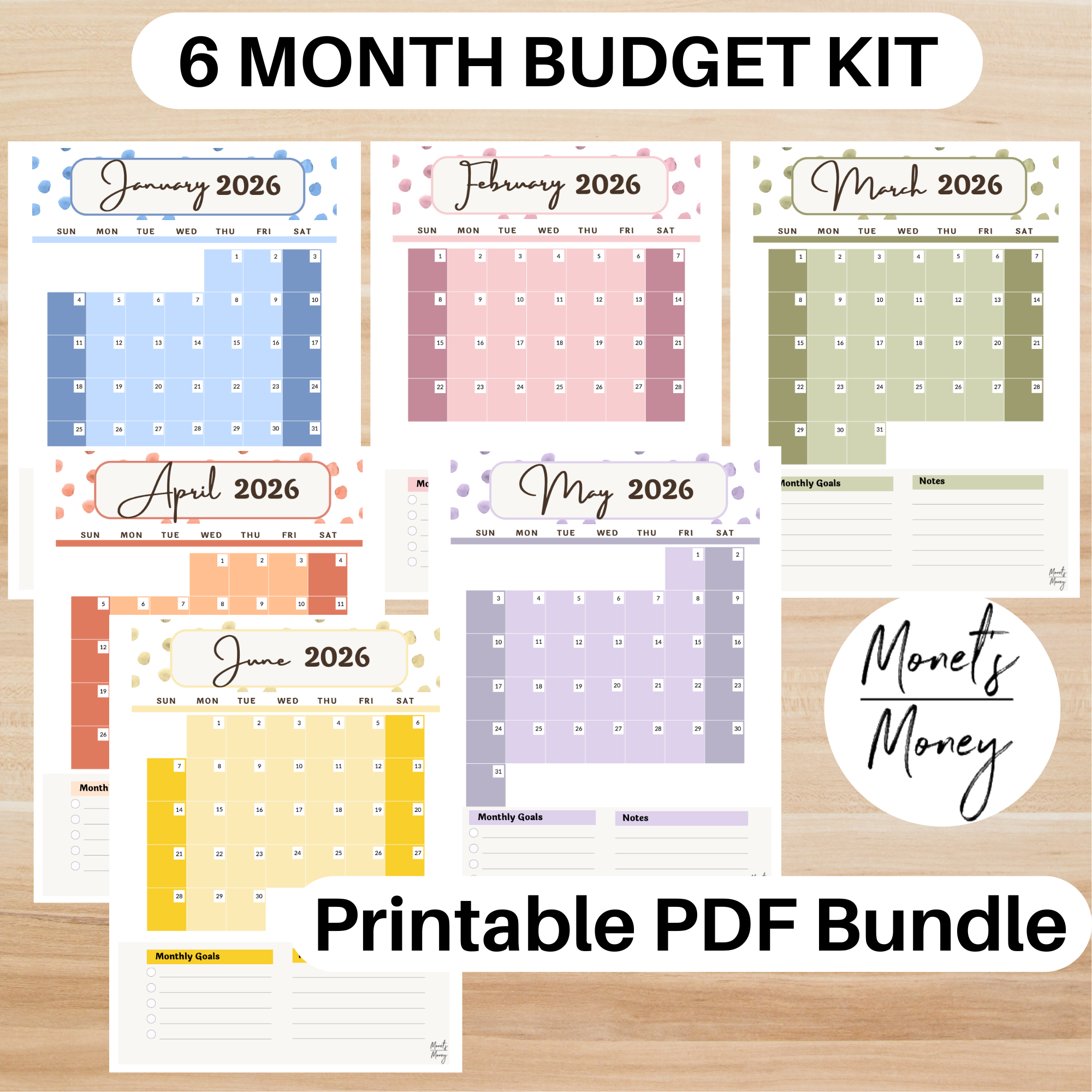6 Month 2026 January-June Budget Planner Kit | Budget Planner Printabl ...